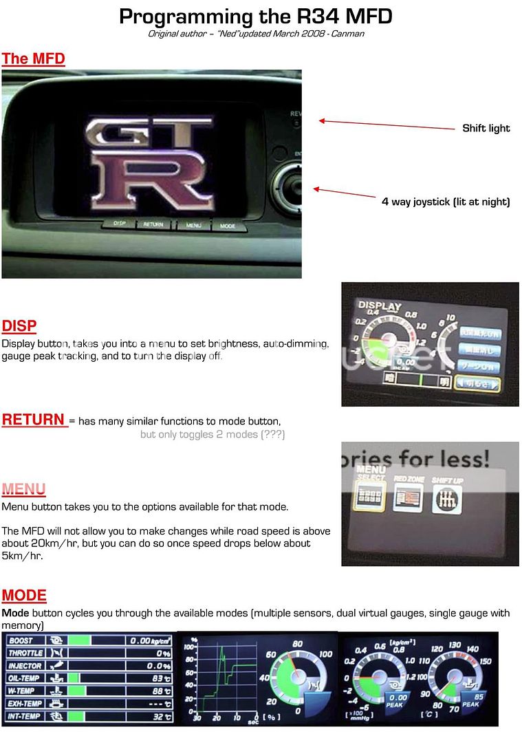 MFD setup and calibration info | GTR Forum