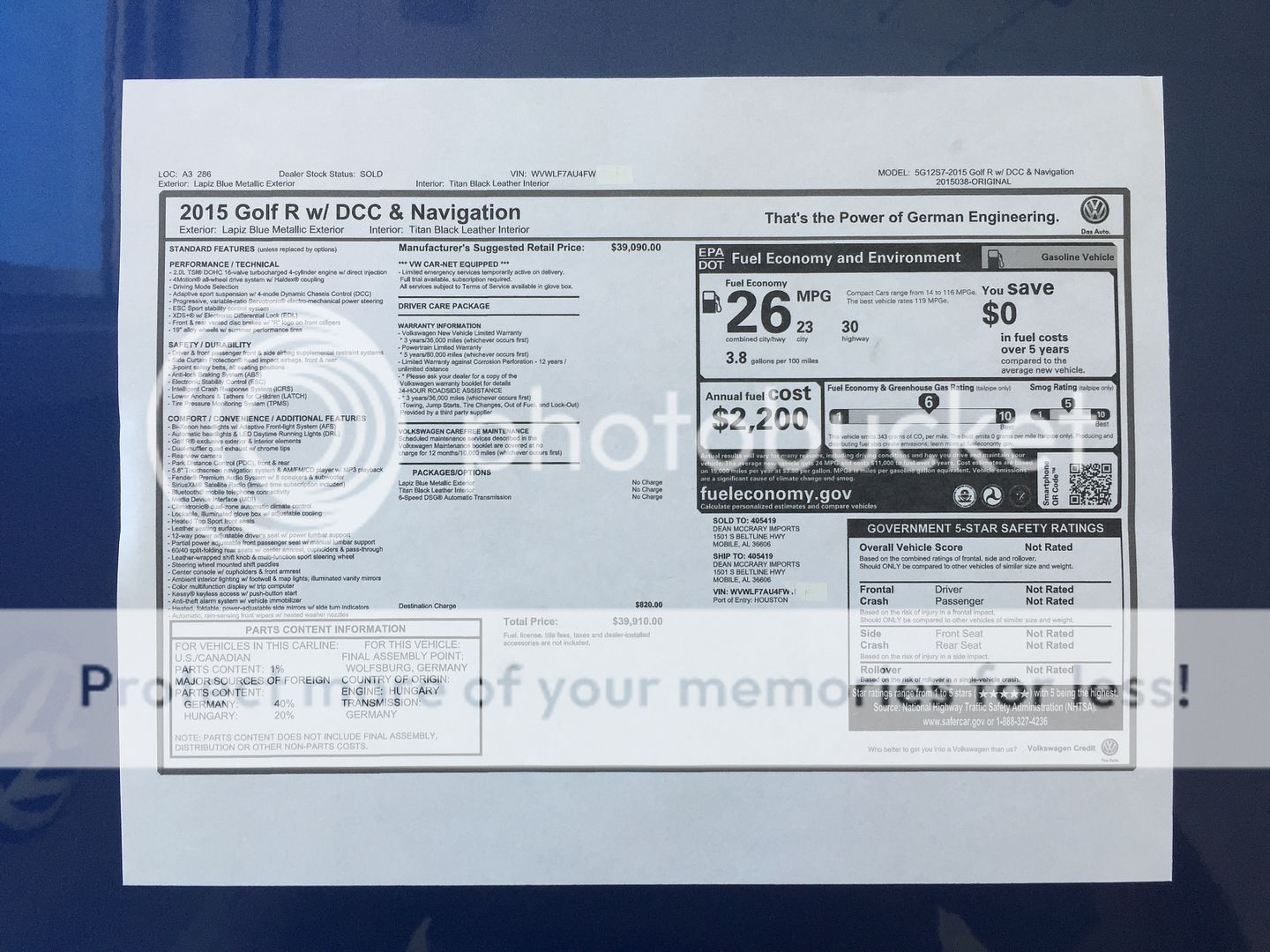 Window Stickers And Invoices!!! | VW Vortex - Volkswagen Forum